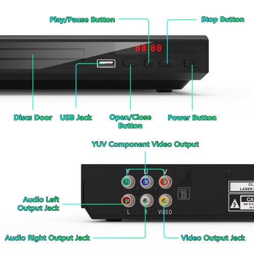 Tojock DVD Player for TV All Region Free DVD Player with AV Output and ...
